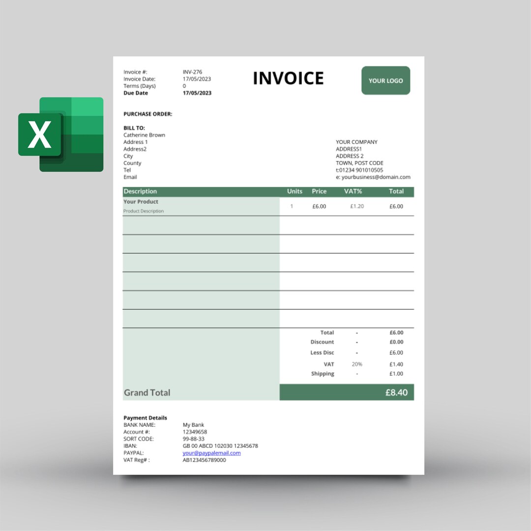 Excel Invoice Template Auto Update Issue Date, Easy Tax Calculations ...