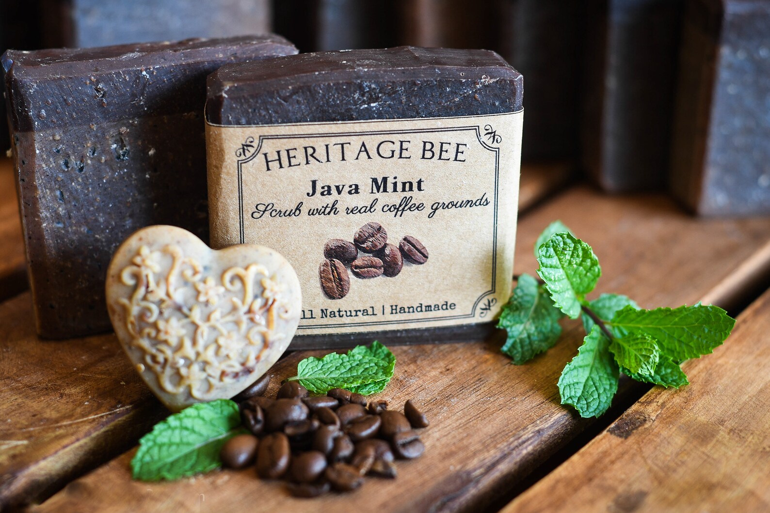 All Natural Coffee Scrub Handmade Soap - Java and Peppermint Scented ...