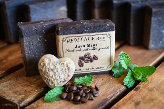 All Natural Coffee Scrub Handmade Soap Java And Peppermint Etsy