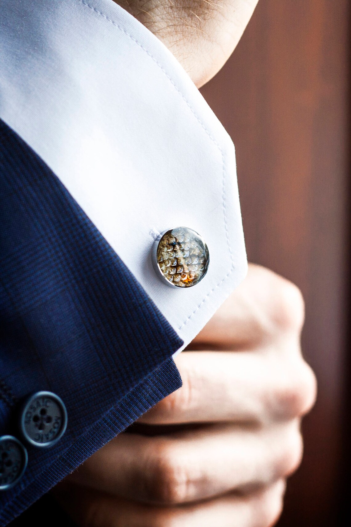 Genuine Fish Skin Leather Cuff Links for Men- Handmade by a ...