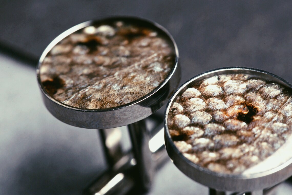 Genuine Fish Skin Leather Cuff Links for Men- Handmade by a ...