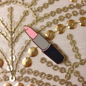 Pink Lipstick Enamel Pin - Etsy