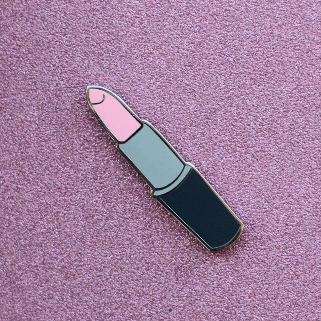 Pink Lipstick Enamel Pin - Etsy