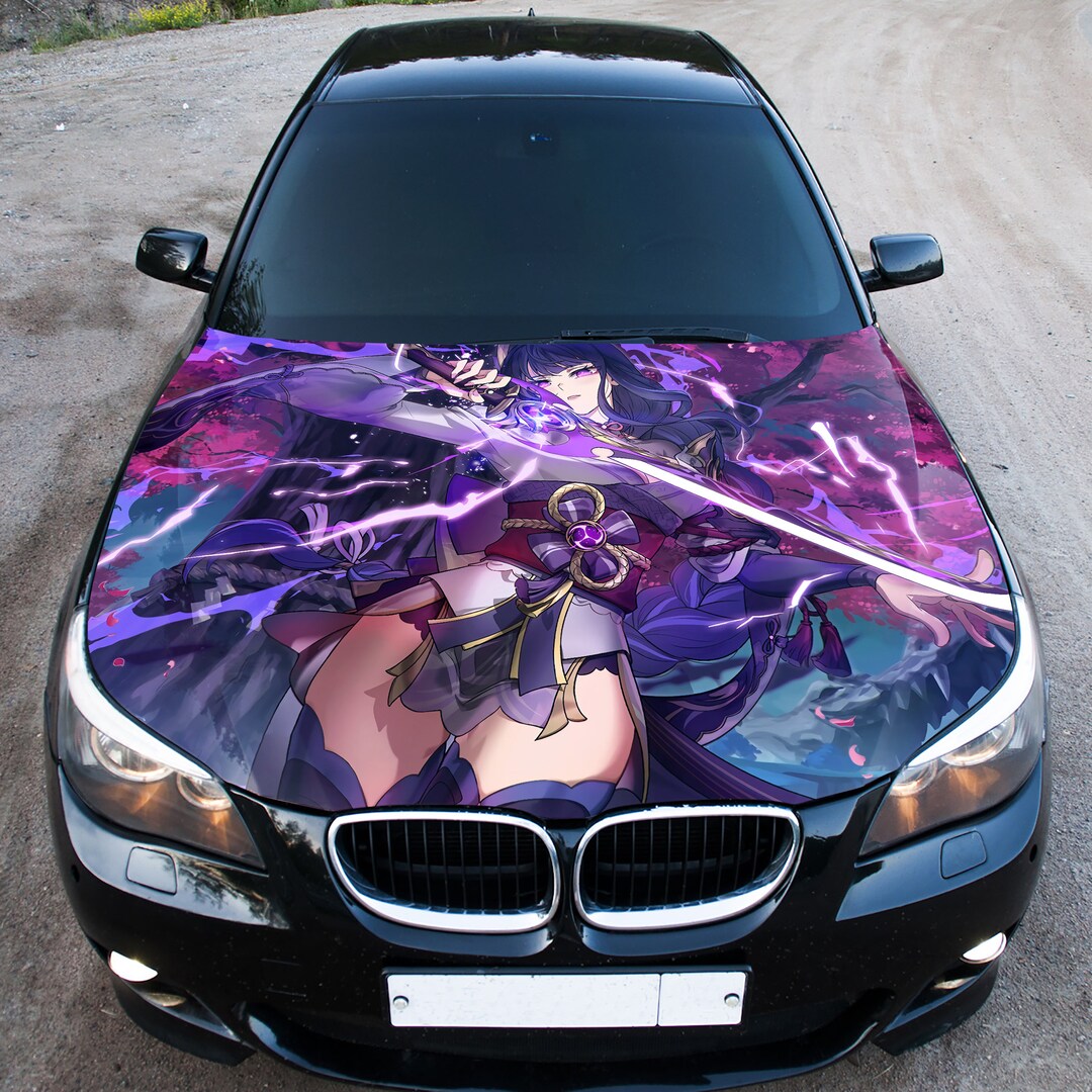 Sword Anime Girl Car Hood Wrap, Car Hood Decal, Car Hood Sticker, Hood ...