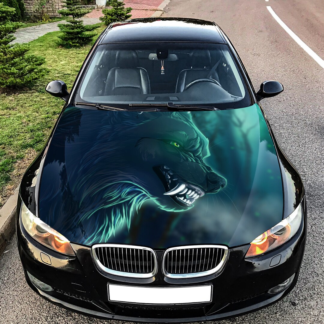 Angry Wolf Car Hood Wrap, Car Hood Decal, Car Hood Sticker, Hood Wrap ...