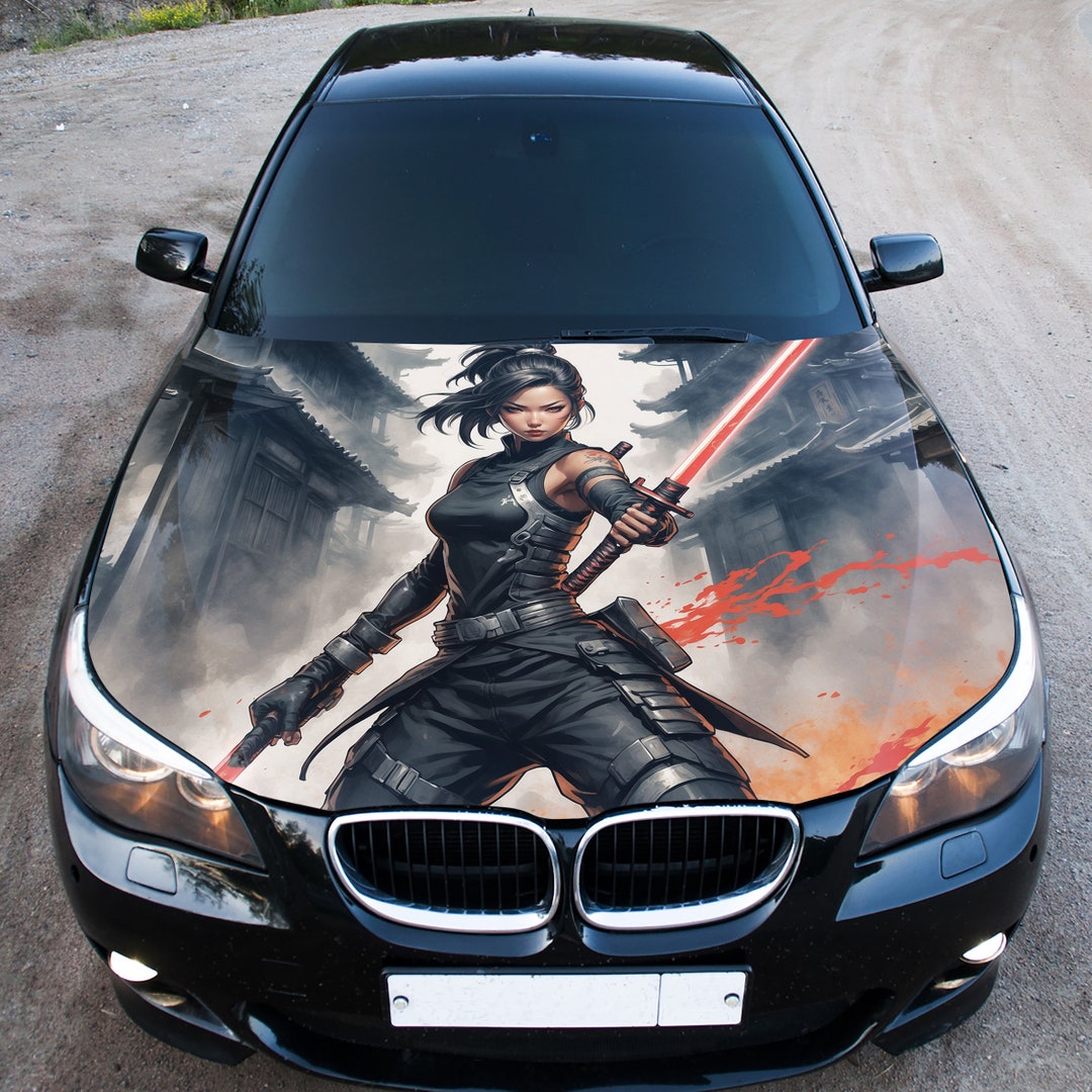Ninja Girl Car Hood Wrap, Car Hood Decal, Car Hood Sticker, Hood Wrap ...