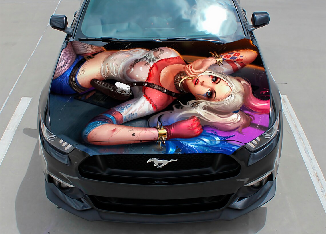 Car Hood Wrap Decal Harley Quinn Vinyl Sticker Graphic Etsy