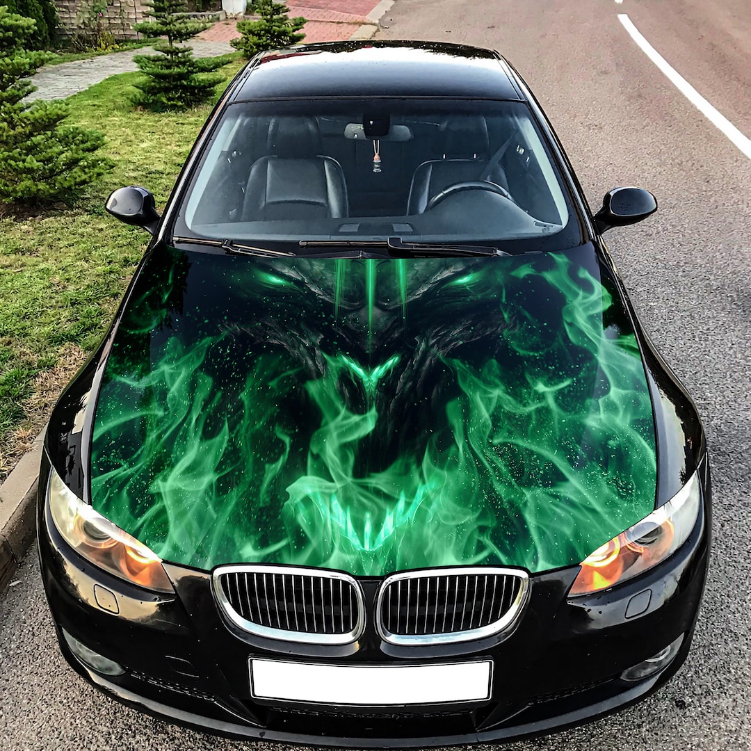 Demon Flames Car Hood Wrap, Car Hood Decal, Car Hood Sticker, Hood Wrap ...