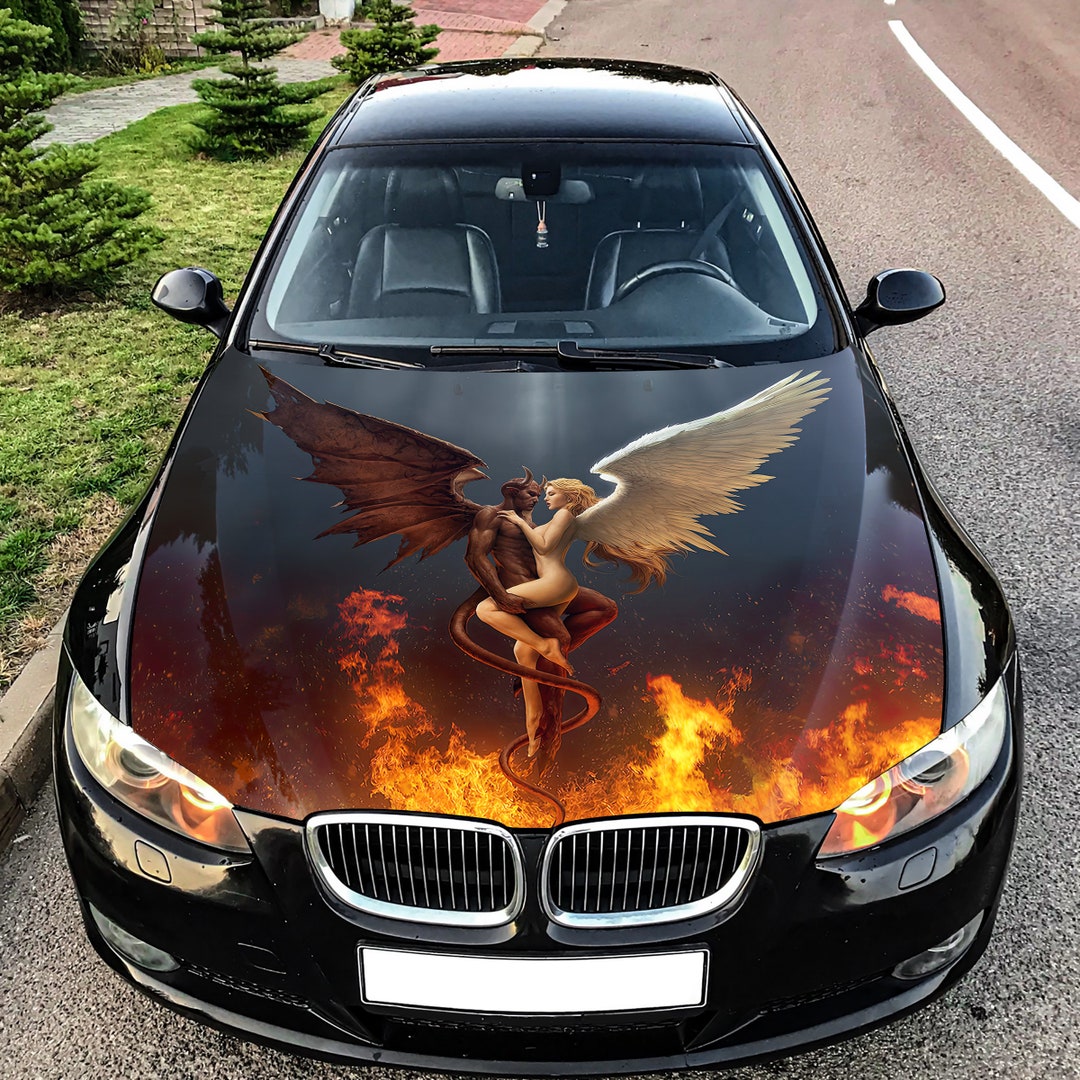 Angel and Demon Car Hood Wrap, Car Hood Decal, Car Hood Sticker, Hood ...