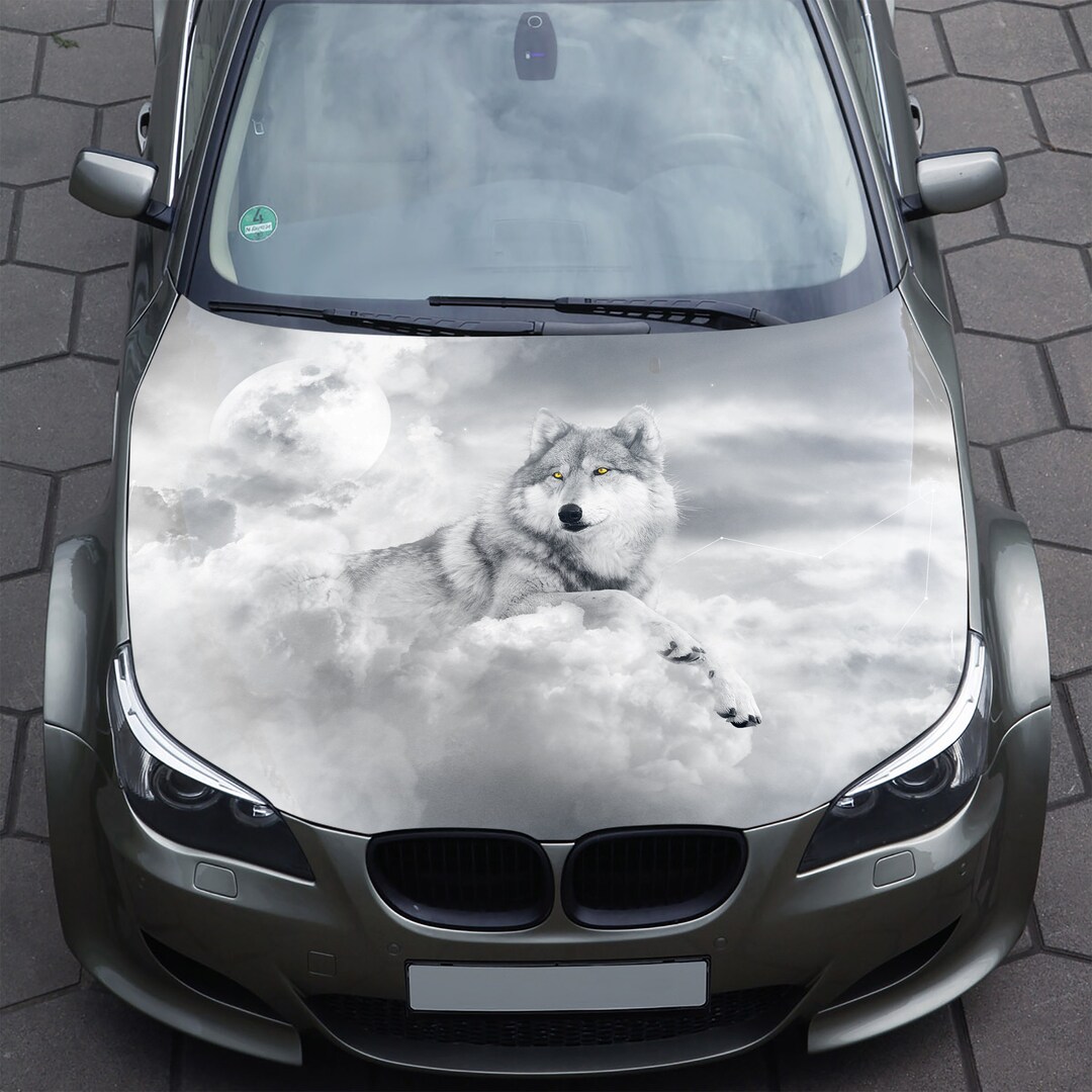 White Wolf Car Hood Wrap, Car Hood Decal, Car Hood Sticker, Hood Wrap ...