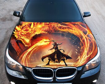 Car Hood Wrap Dragon Flame Vinyl Sticker Full Color Custom Decal Fit ...