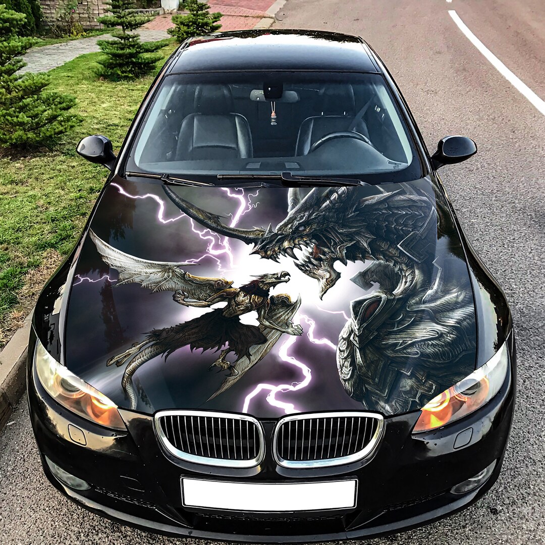 Dragon Battle Car Hood Wrap, Car Hood Decal, Car Hood Sticker, Hood ...