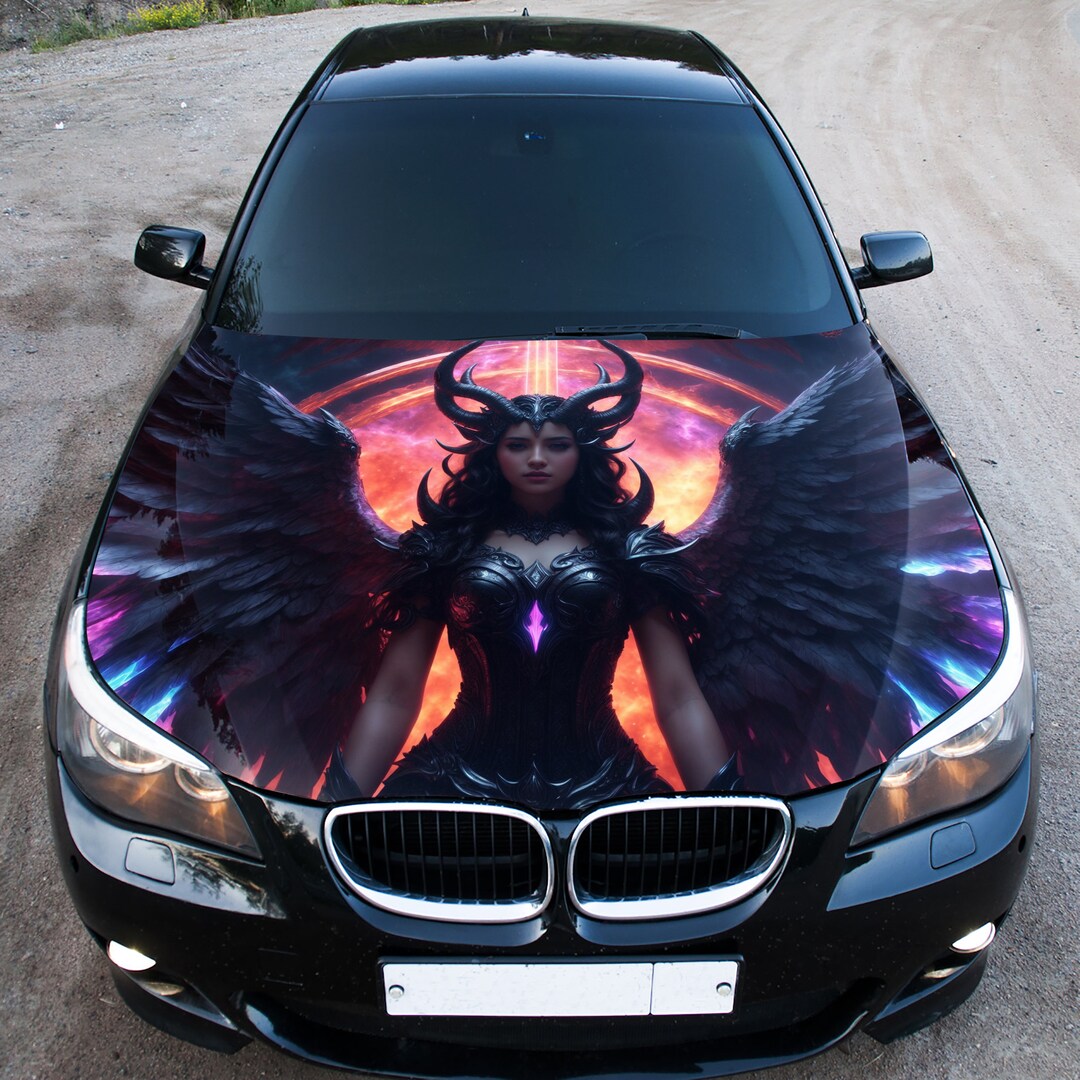Black Angel Girl Car Hood Wrap, Car Hood Decal, Car Hood Sticker, Hood ...