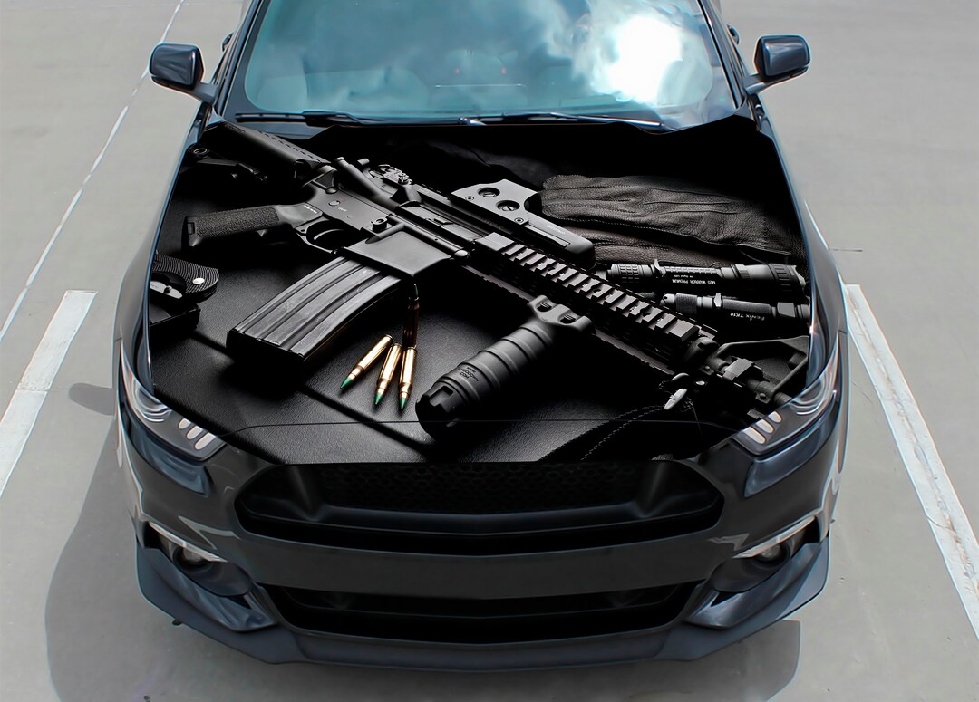 Car Hood Wrap Decal, Weapon, Gun, Rifle, Vinyl, Sticker, Graphic, Truck ...