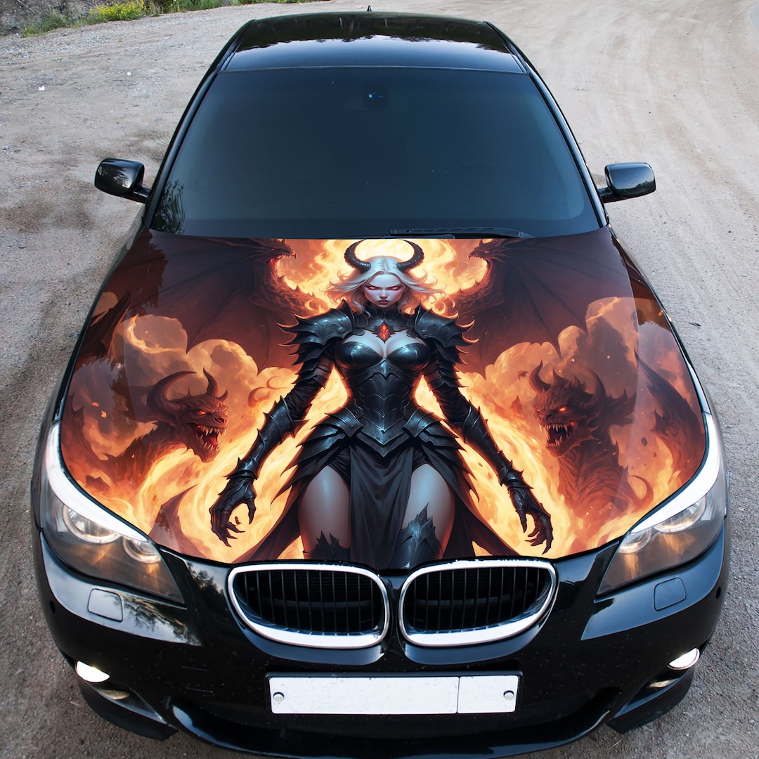 Hell Female Demon Car Hood Wrap, Car Hood Decal, Truck Hood Wrap, Car ...