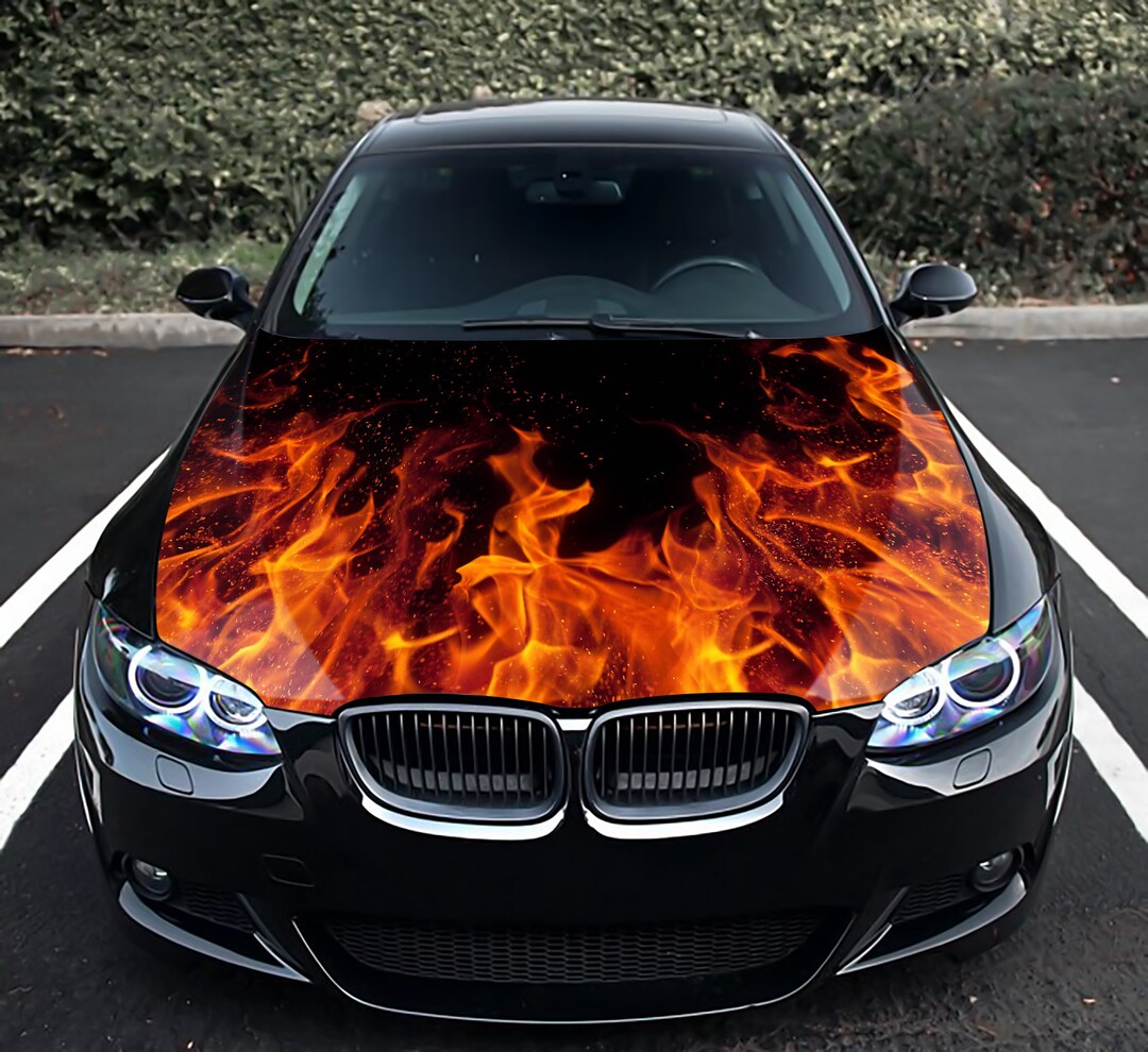 Flames Car Hood Wrap Decal, Fire, Vinyl Sticker, Graphic, Truck Decal ...