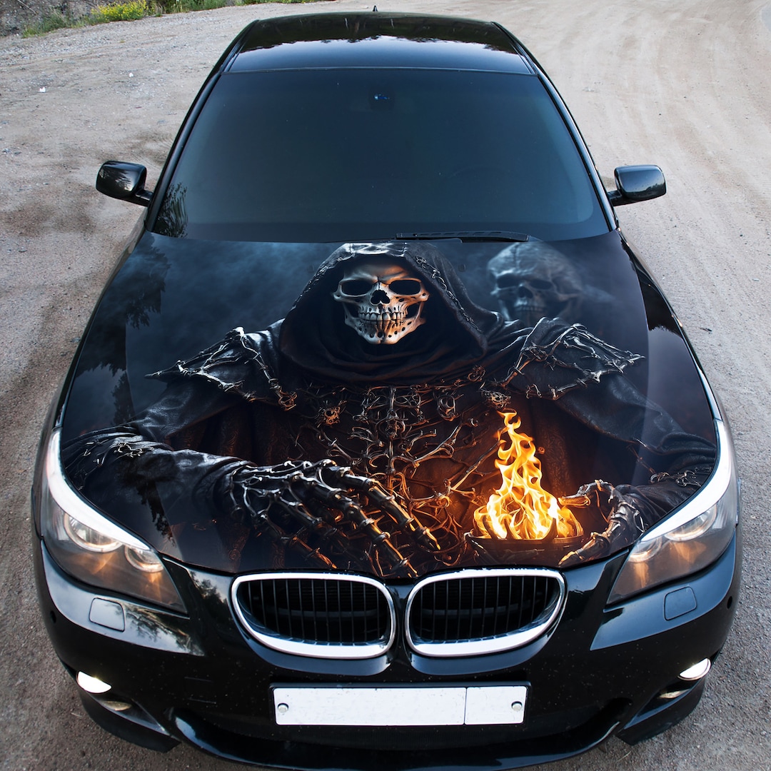 Grim Reaper Skull Car Hood Wrap, Car Hood Decal, Car Hood Sticker, Hood ...