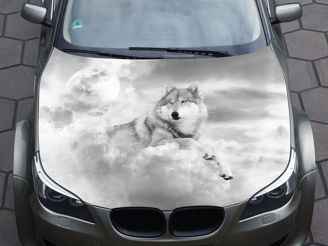 Car Hood Wrap Wolf, Bonnet Vinyl Sticker, Full Color Graphic Decal ...