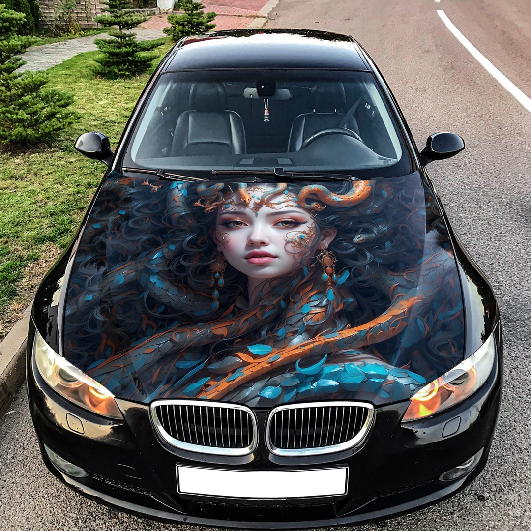 Anime Girl Snakes Car Hood Wrap, Car Hood Decal, Car Hood Sticker, Hood ...