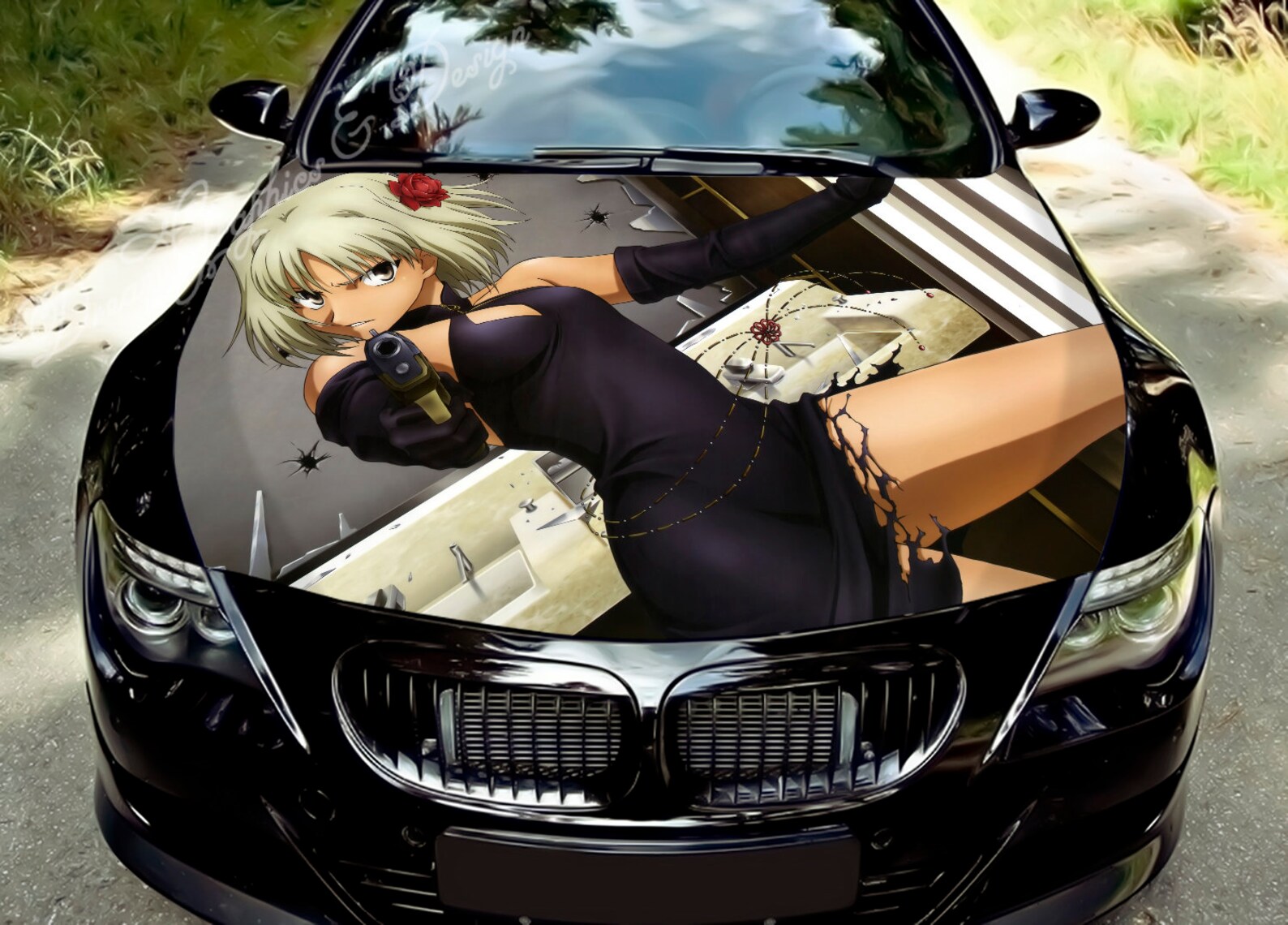 Car Hood Decal Sexy Anime Girl Canaan Vinyl Sticker Etsy
