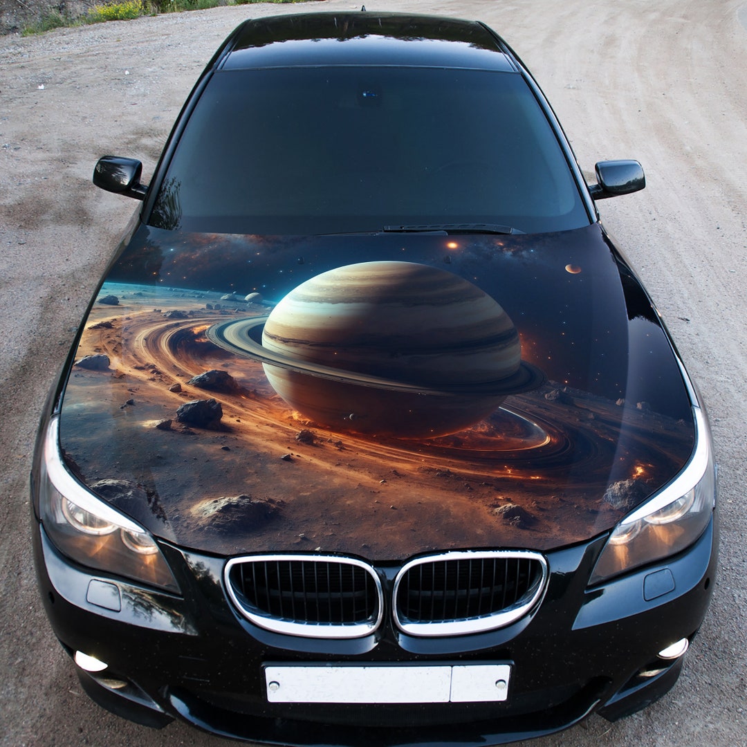 Saturn Space Car Hood Wrap, Car Hood Decal, Car Hood Sticker, Hood Wrap ...