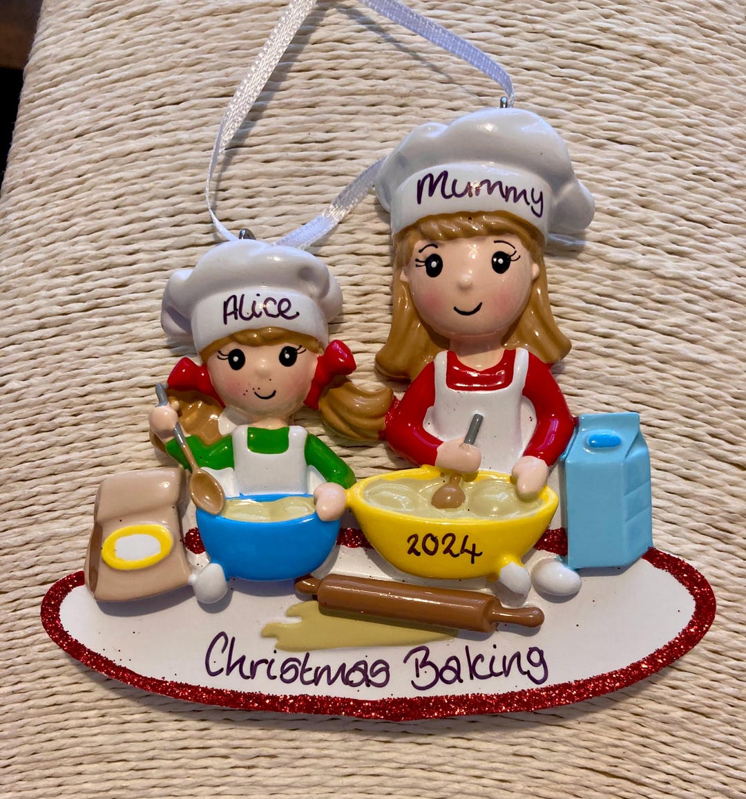 Personalised Mummy and Me Baking Christmas Decoration Mum and Daughter ...