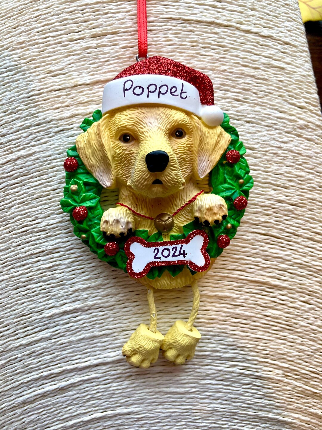 Personalised Golden Yellow Labrador Dog Christmas Tree Hanging ...