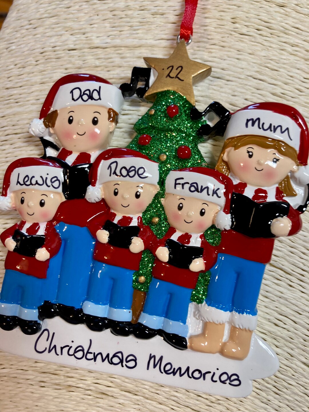 Personalised Carol Singing Singer Family of Five 5 Christmas Tree ...