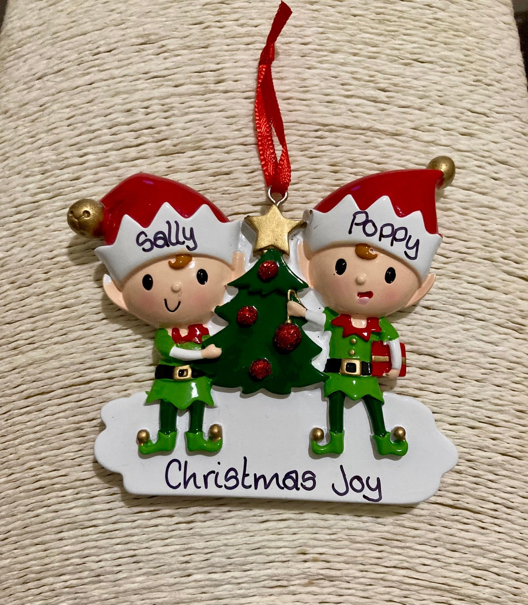 Personalised Couple Two Elves Elf Decorating the Christmas Tree ...