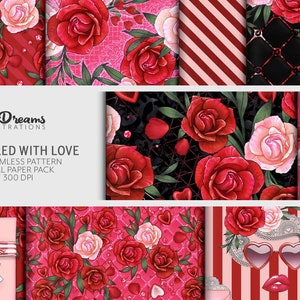 Valentines Day Digital Paper - Seamless Pattern - Valentines Download ...