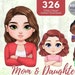 Chibi Style Mother and Daughter Clipart Set for Mother's Day Gift, Mix ...