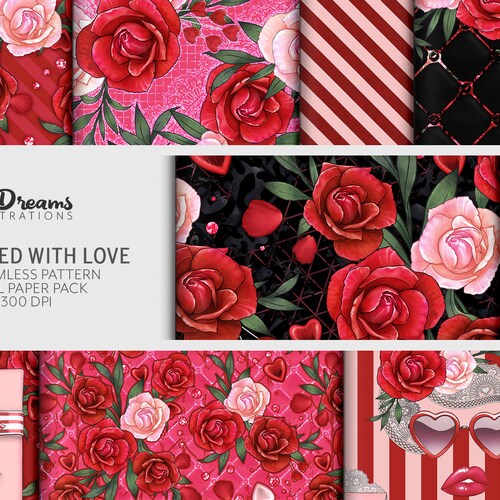 Valentines Day Digital Paper Seamless Pattern Valentines - Etsy