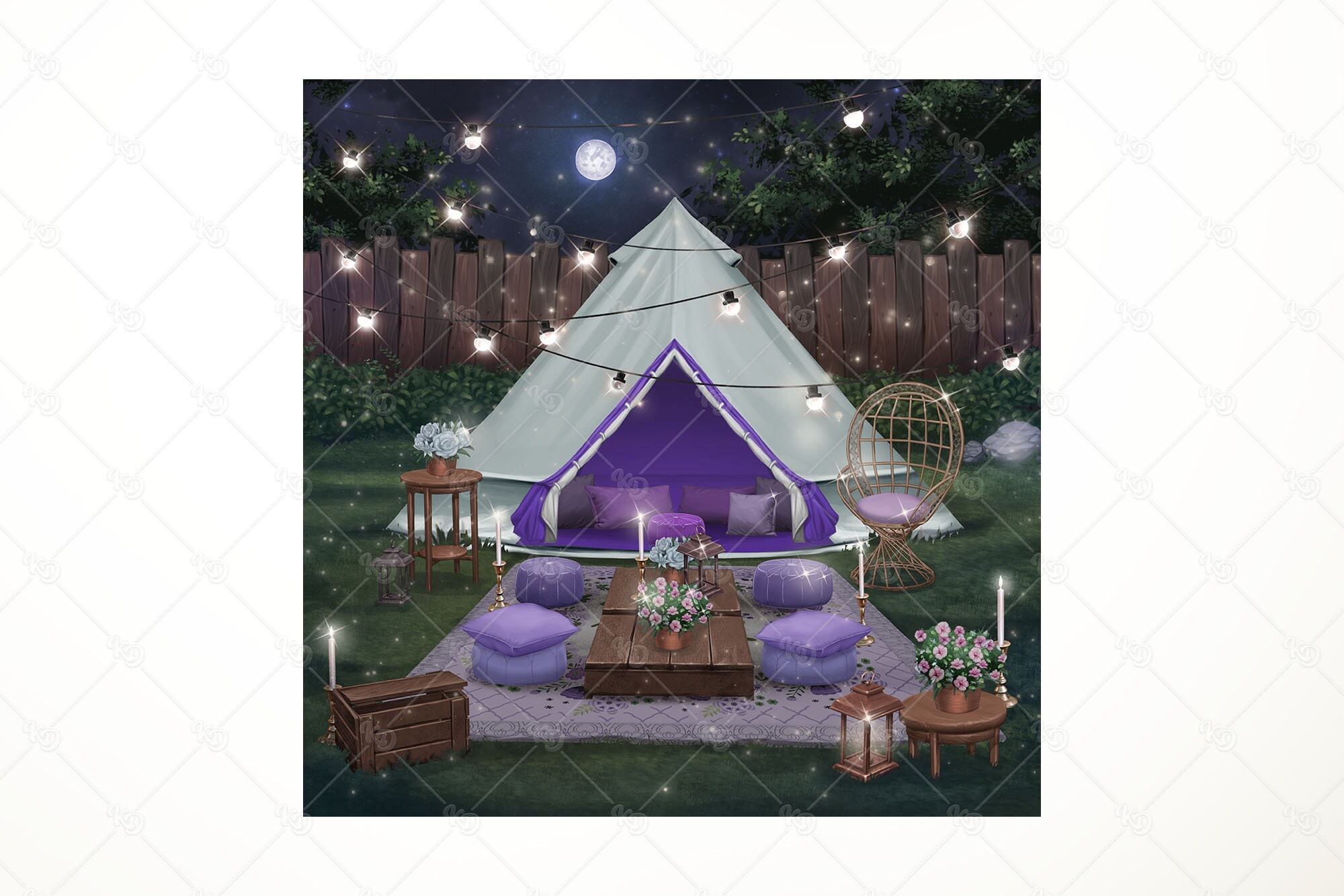 Camping Background Scene Creator Glamping Background | Etsy