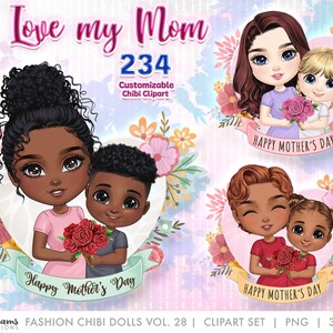 Chibi Clipart, Mother's Day, Mother Daughter Shirts, Mom Png, Fashion ...