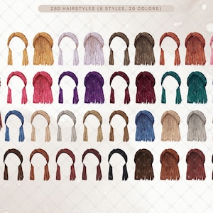 Chibi Hairstyles Add-on, Hair PNG Bundle, Afro Hair, Curly, Front, Back ...