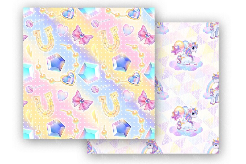 Unicorn Digital Paper Seamless Pattern Instant Download, Commercial Use ...