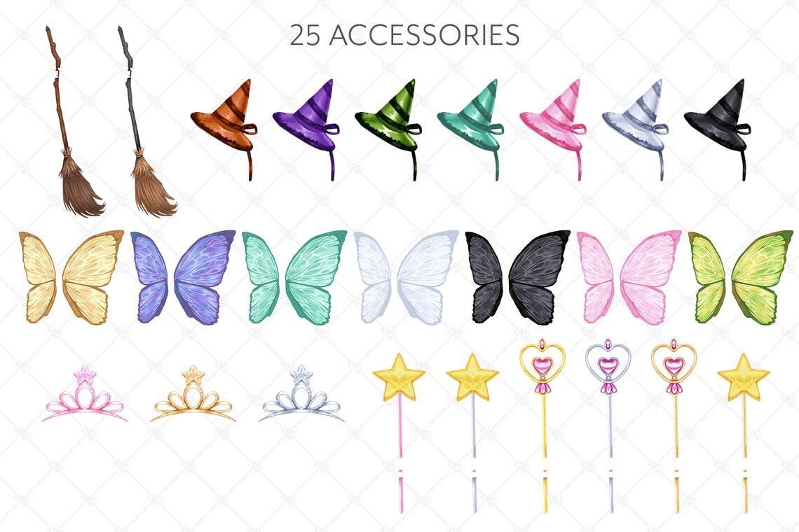 Halloween Clipart Witch Fairy Princess Little Girls - Etsy