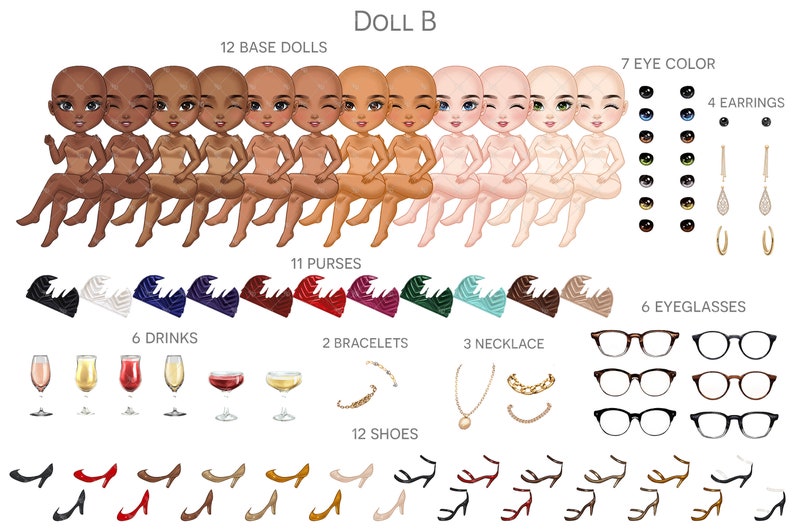 Chibi Best Friends Drinking Cocktail Clipart Chibi Souls - Etsy