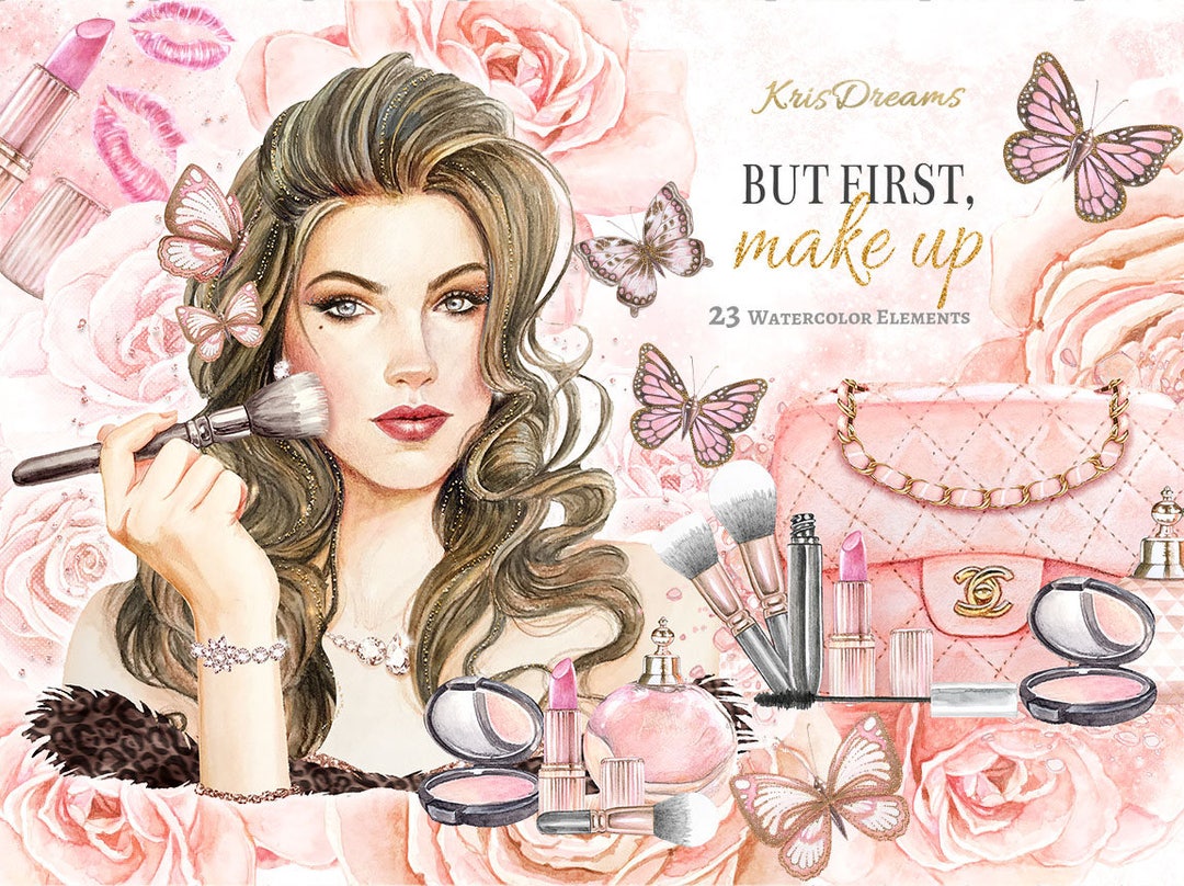 Fashion Clipart, Watercolor Makeup, Cosmetic Clip Art, Beauty Make Up ...
