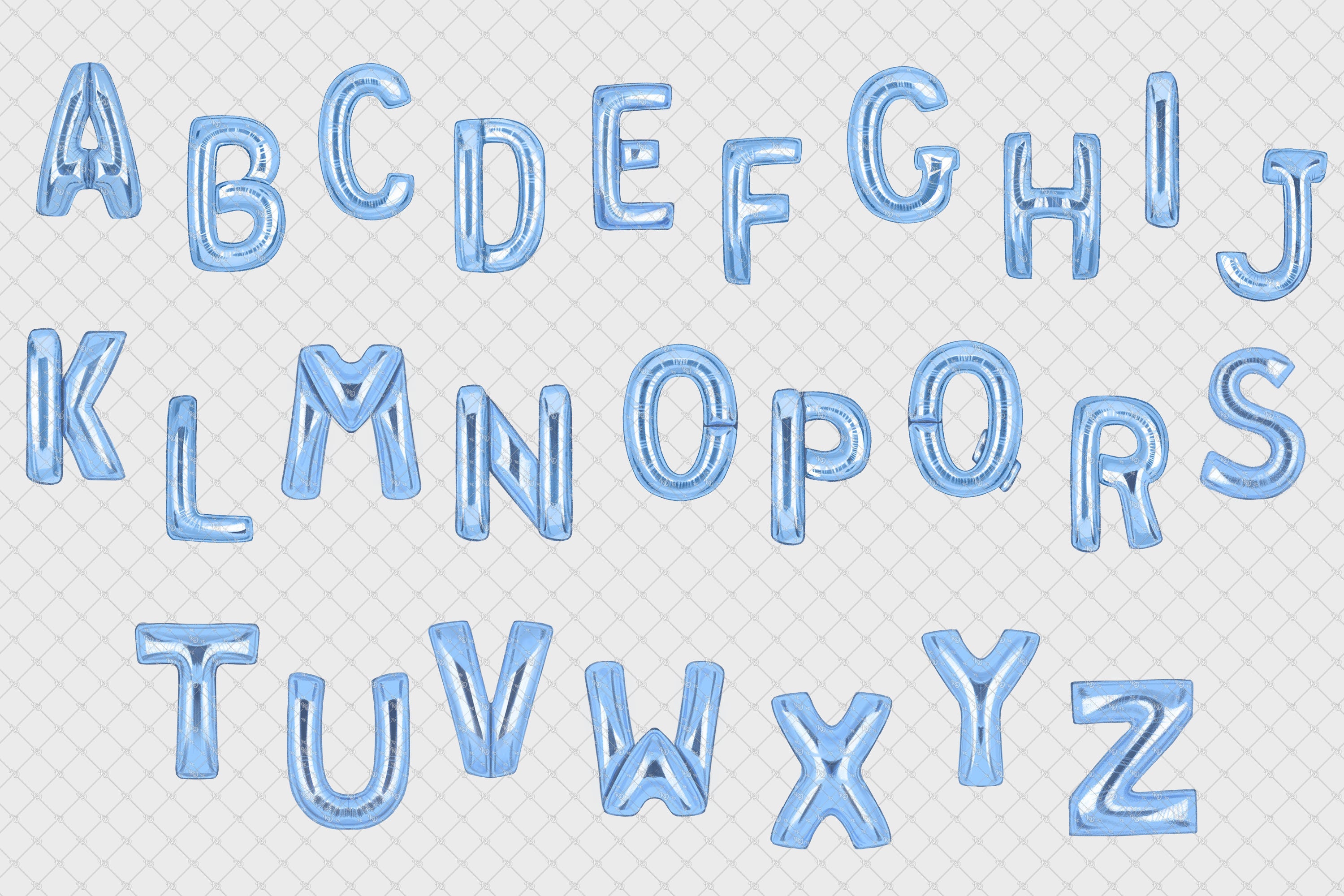 Alphabet Balloon Clip Art, Handdrawn Clip Art, Party Clipart, Foil ...
