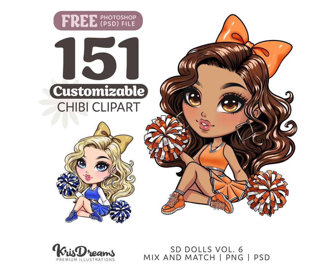 Cheerleader PNG | Cartoon Sports Girl Png | Chibi Teen Character With ...