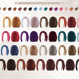 Chibi Hairstyles Add-on, Hair PNG Bundle, Afro Hair, Curly, Front, Back ...