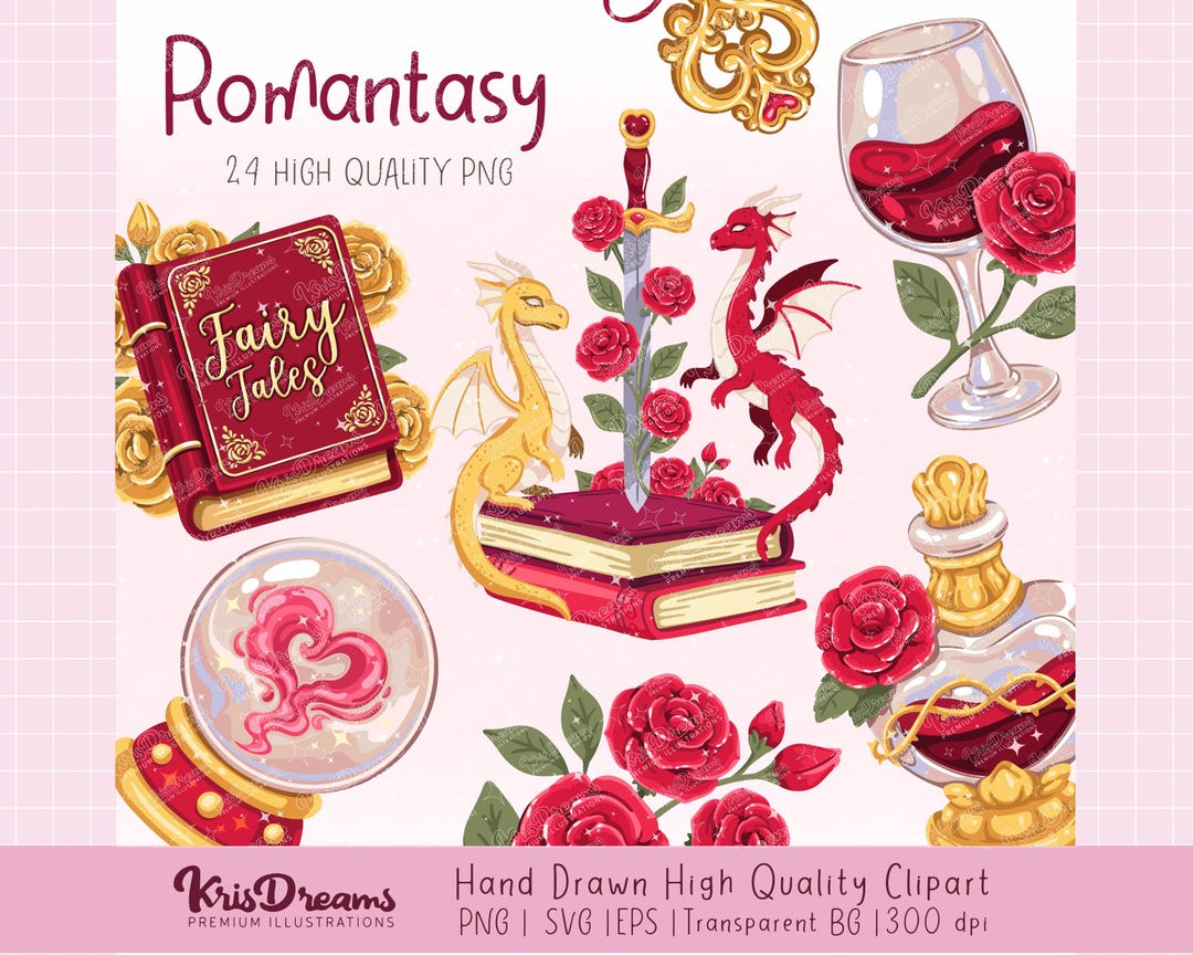 Romantasy Dragons Book PNG | Fantasy Sword Roses SVG | Dark Romance ...