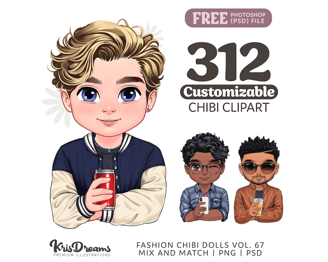 Chibi Style Build Your Own Character Clipart Set, Male Boy Husband Dad ...