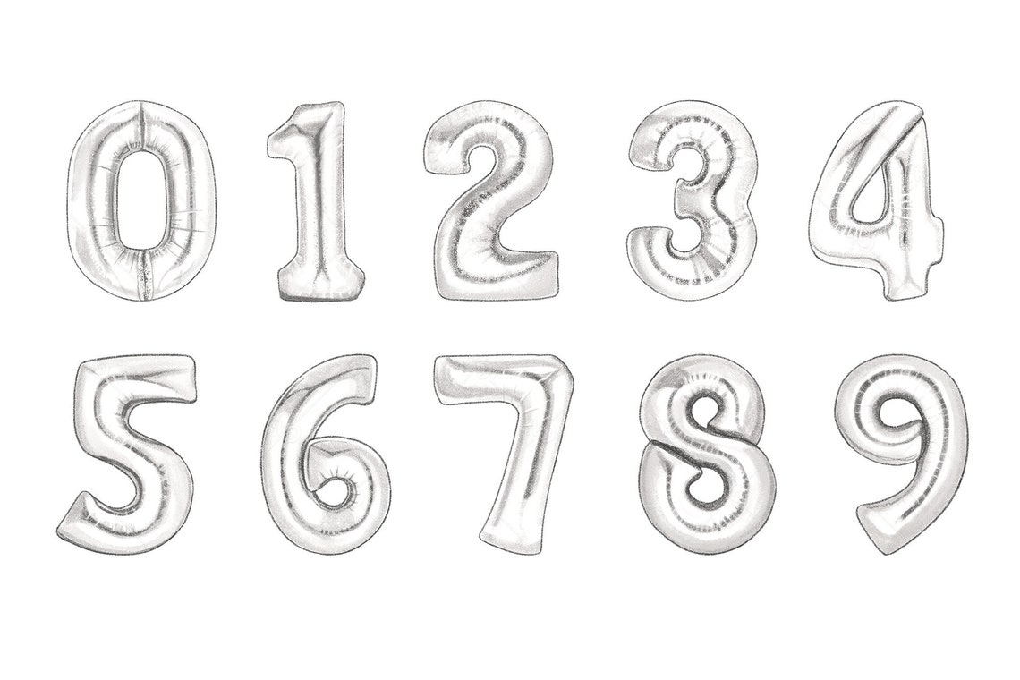Number Balloon Clip Art Handdrawn Clip Art Party Clipart - Etsy Australia