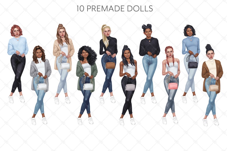 Teen Girls Clipart School Girls Png Fashion Girls Clipart - Etsy