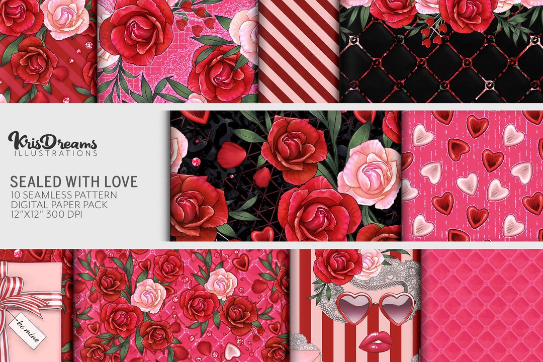 Valentines Day Digital Paper Seamless Pattern Valentines Download ...