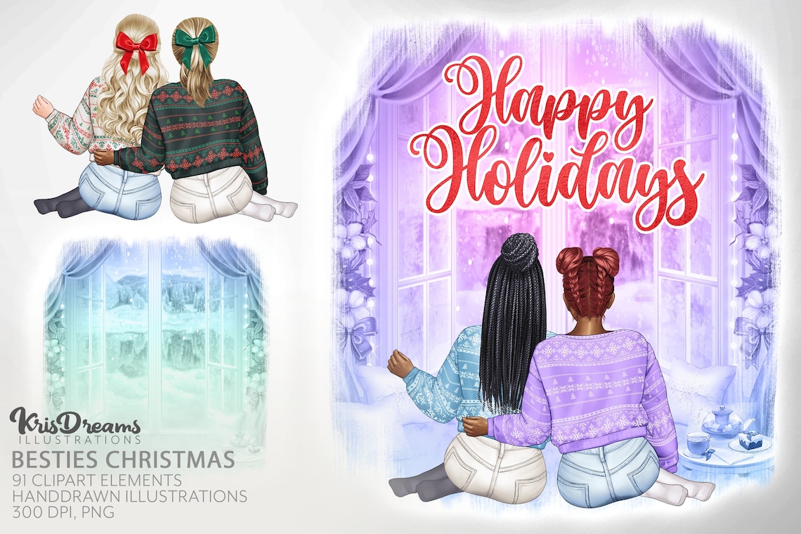 Best Friends Clipart Christmas Best Friends Personalized - Etsy
