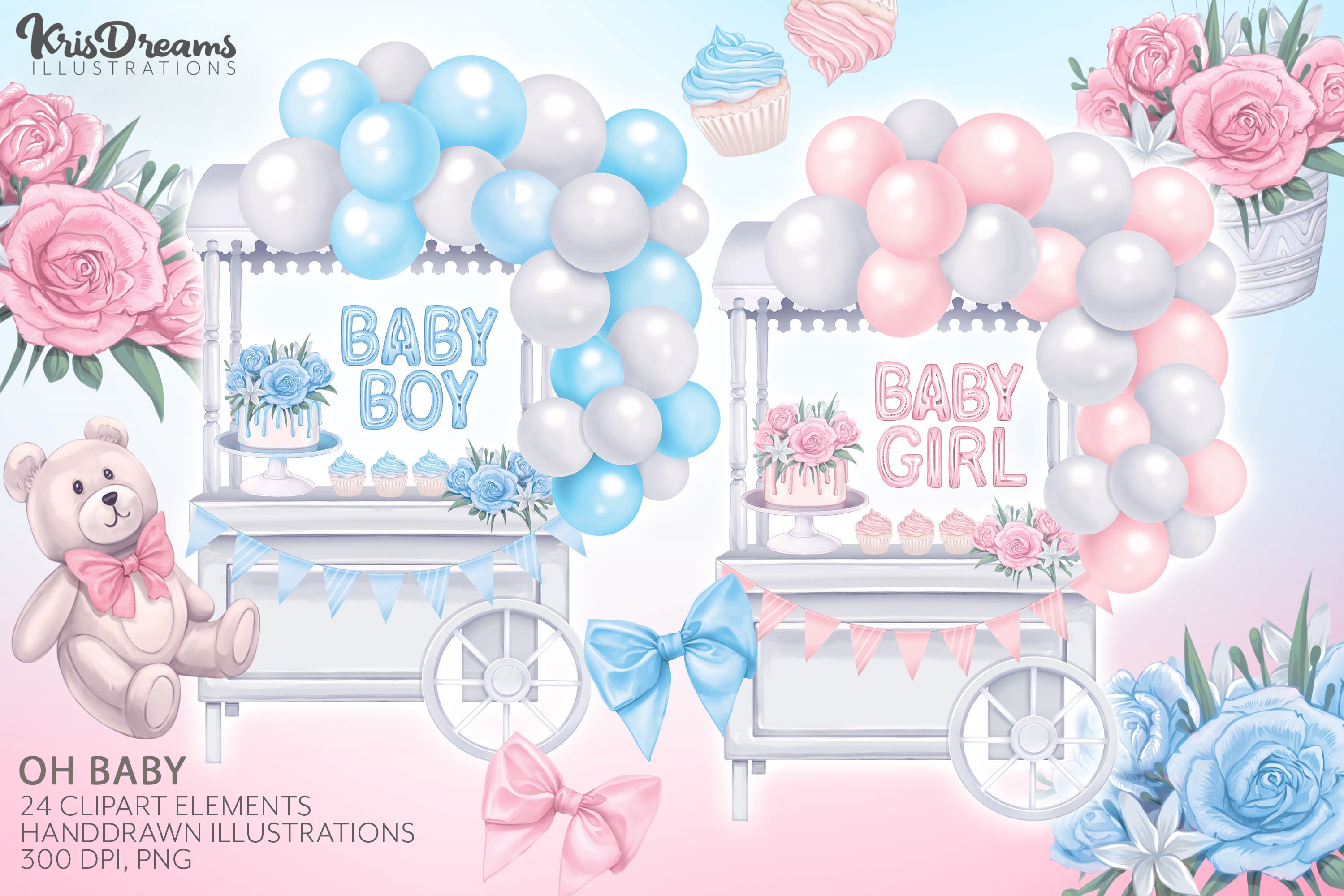 Baby Shower Clipart Gender Reveal Nursery Clipart Maternity - Etsy