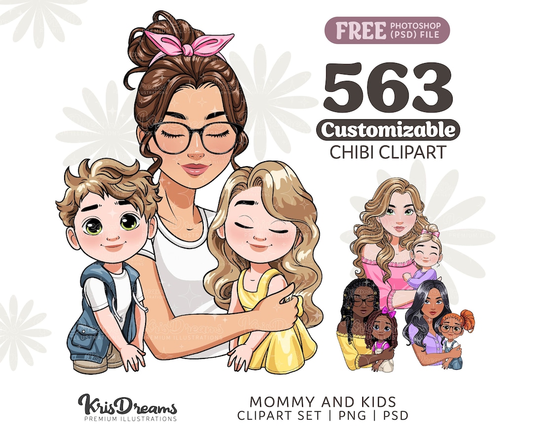 Create Your Own Mother and Child Portrait | Mother's Day Clipart Bundle ...